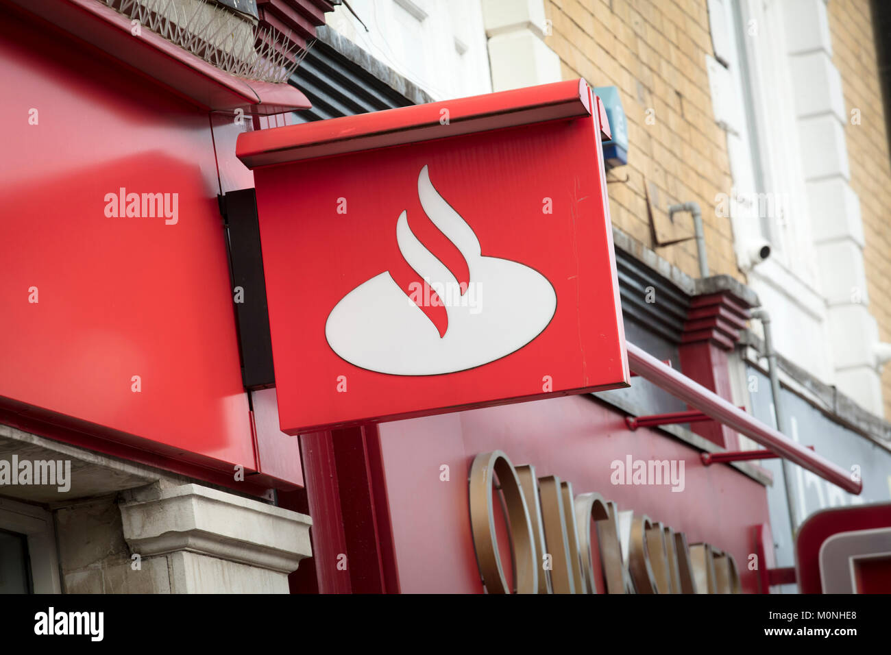 Santander bank sign on the high street - Scunthorpe, Lincolnshire ...