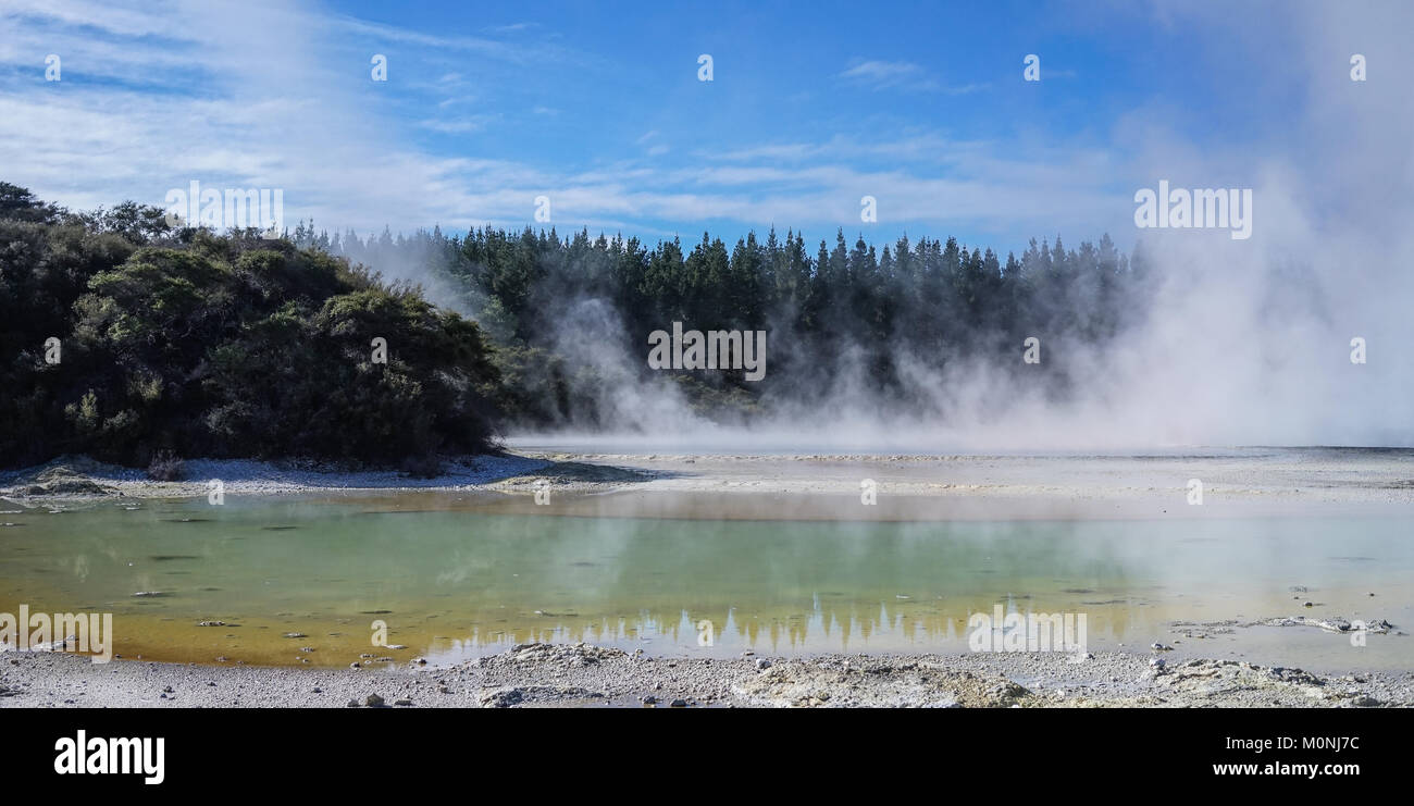 Hot water pond of Waiotapu Geothermal Area in North Island of New ...