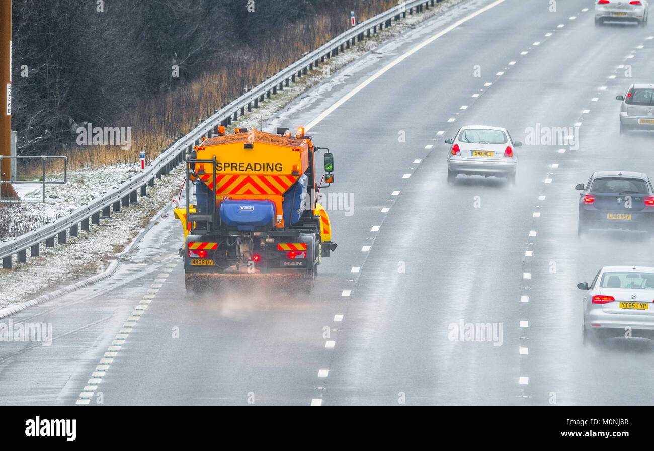 Snow, rain and spray on the M1 motorway leads to hazardous driving ...