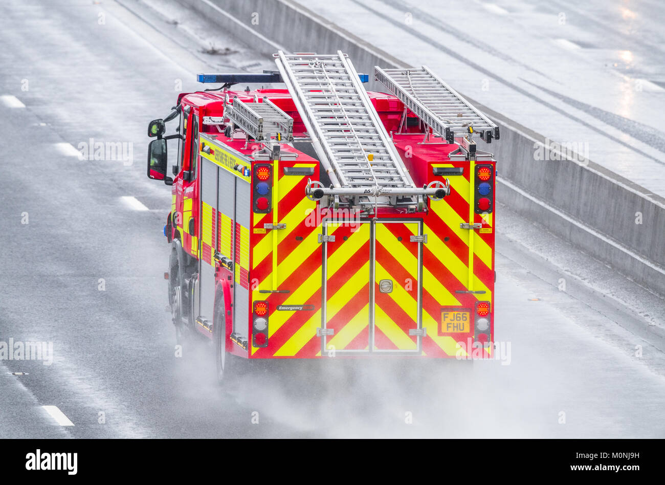 Snow, rain and spray on the M1 motorway leads to hazardous driving ...