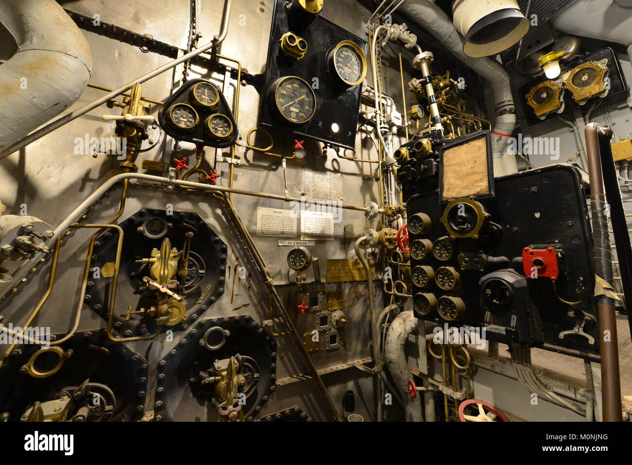 The engine control room of the USS Alabama Stock Photo - Alamy