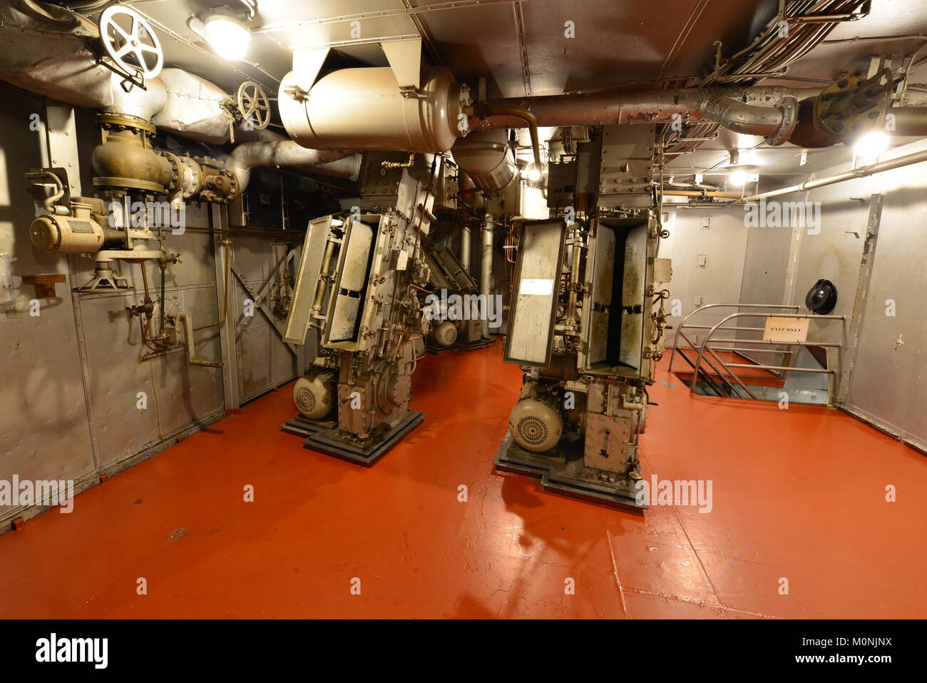 A shell feeding system on an American World War Two Battleship Stock ...