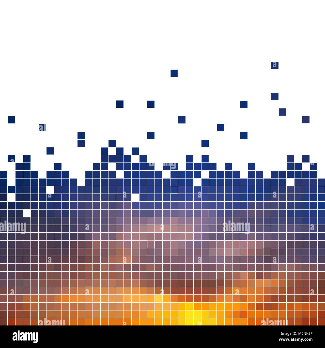 Sunset - vector illustration of a large number of small squares Stock ...