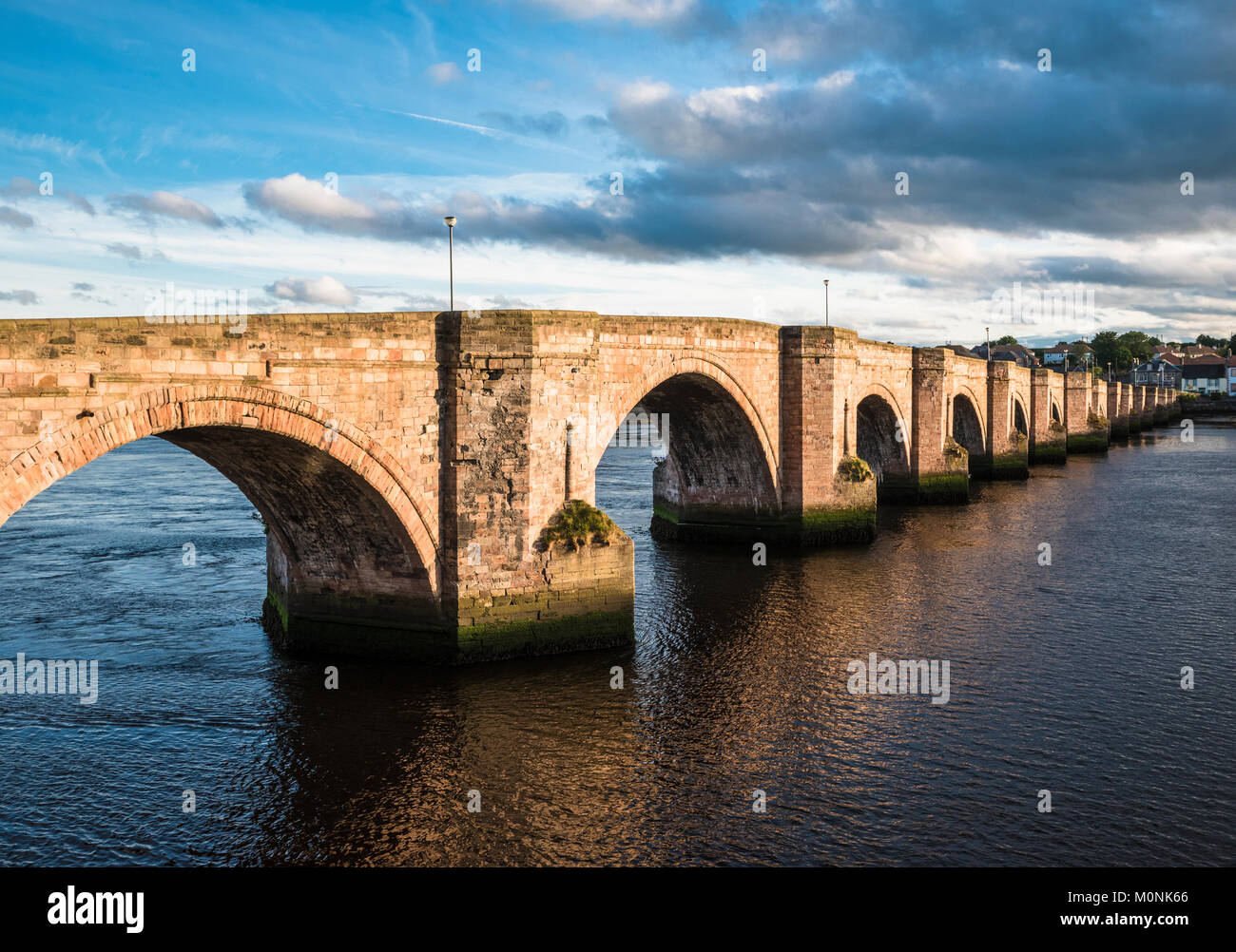 The Old Bridge (also called Berwick Bridge) across the River Tweed at ...