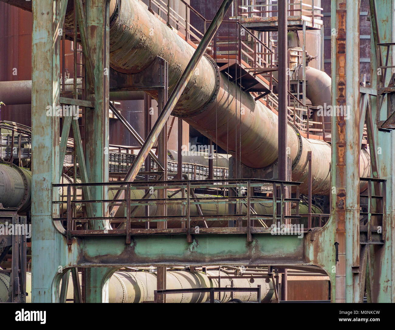 weathered rusty industrial scenery with old corroded steel girders and ...