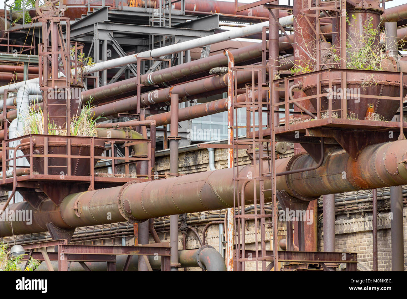 weathered rusty industrial scenery with old corroded steel girders and ...