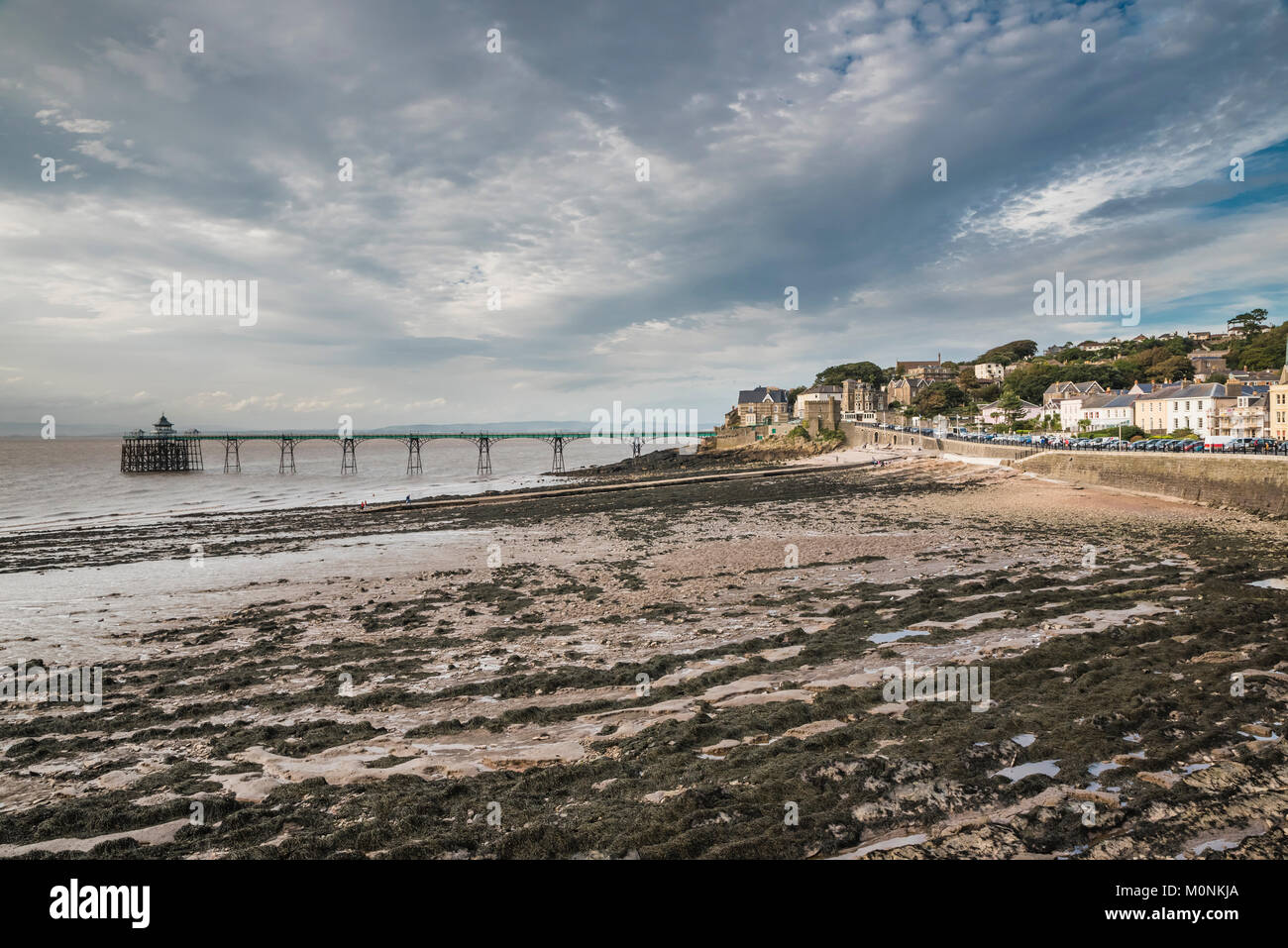 The beach and Victorian pier at Clevedon, Somerset, England Stock Photo ...