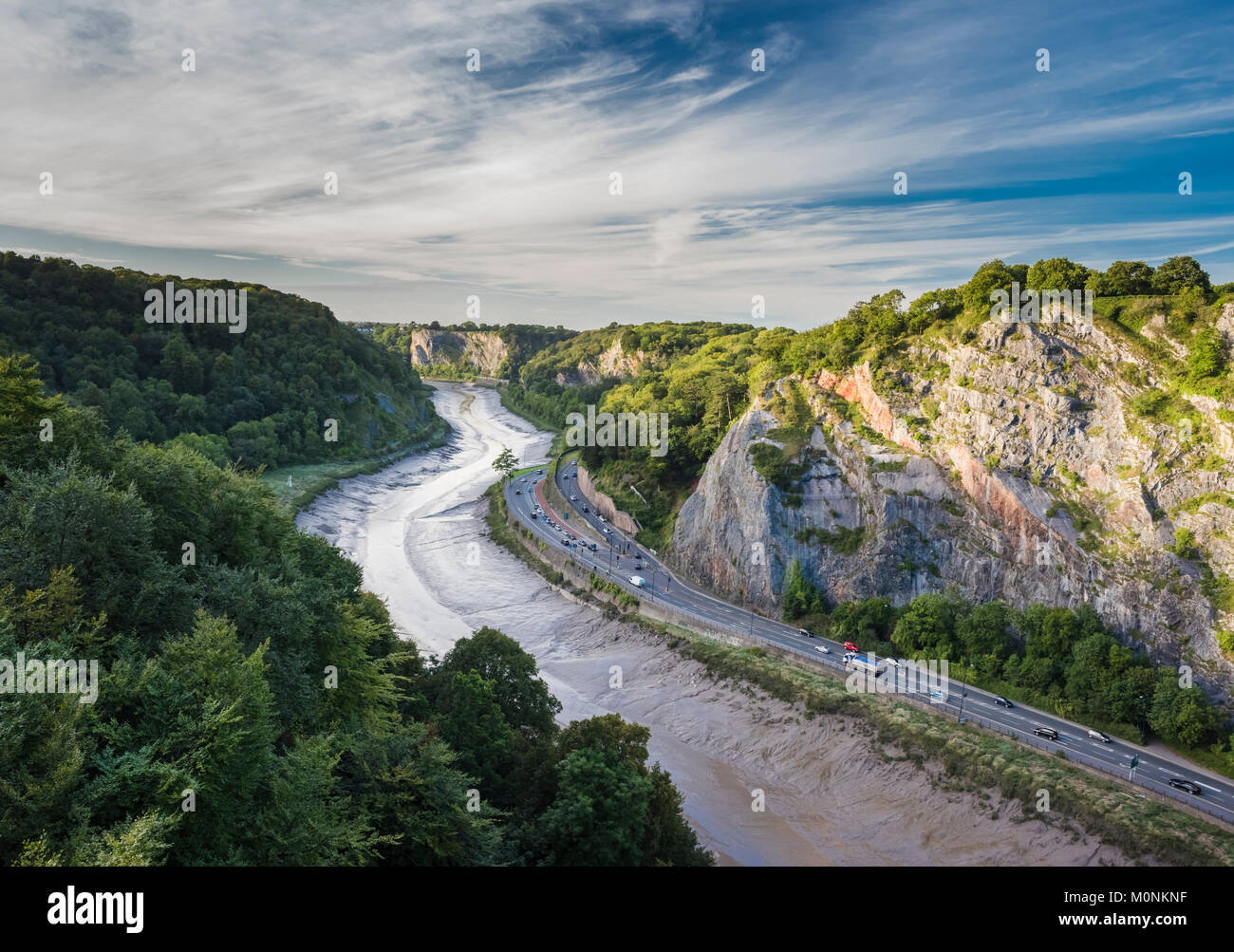 The Avon Gorge with the River Avon flowing in the centre of its highly ...