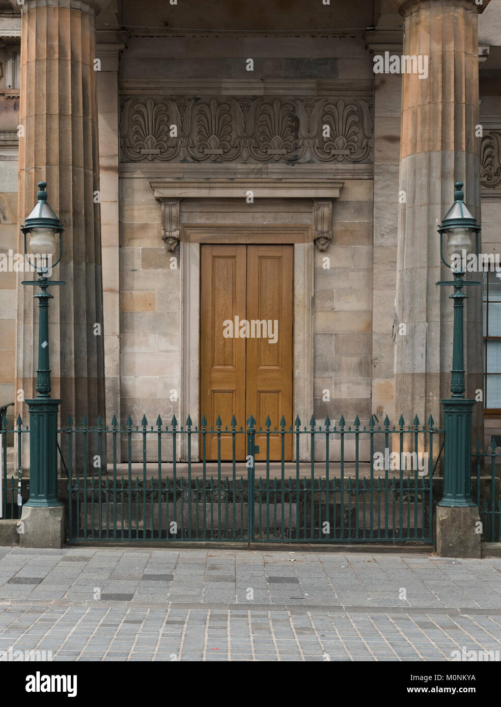 Ornate gate and doorway of the Scottish National Gallery, Edinburgh ...