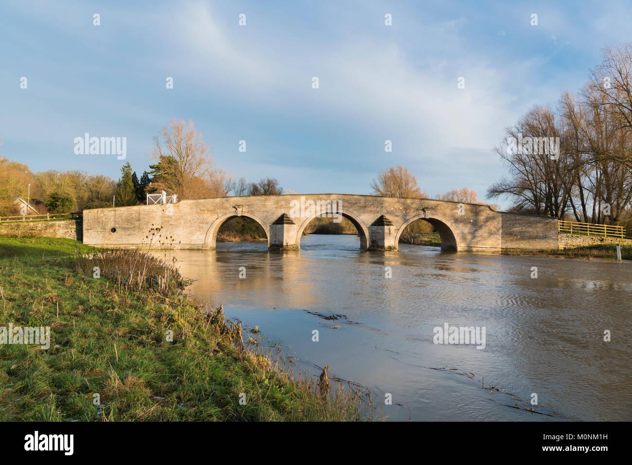 MIlton Ferry Bridge across the River Nene, on the verge of flooding ...