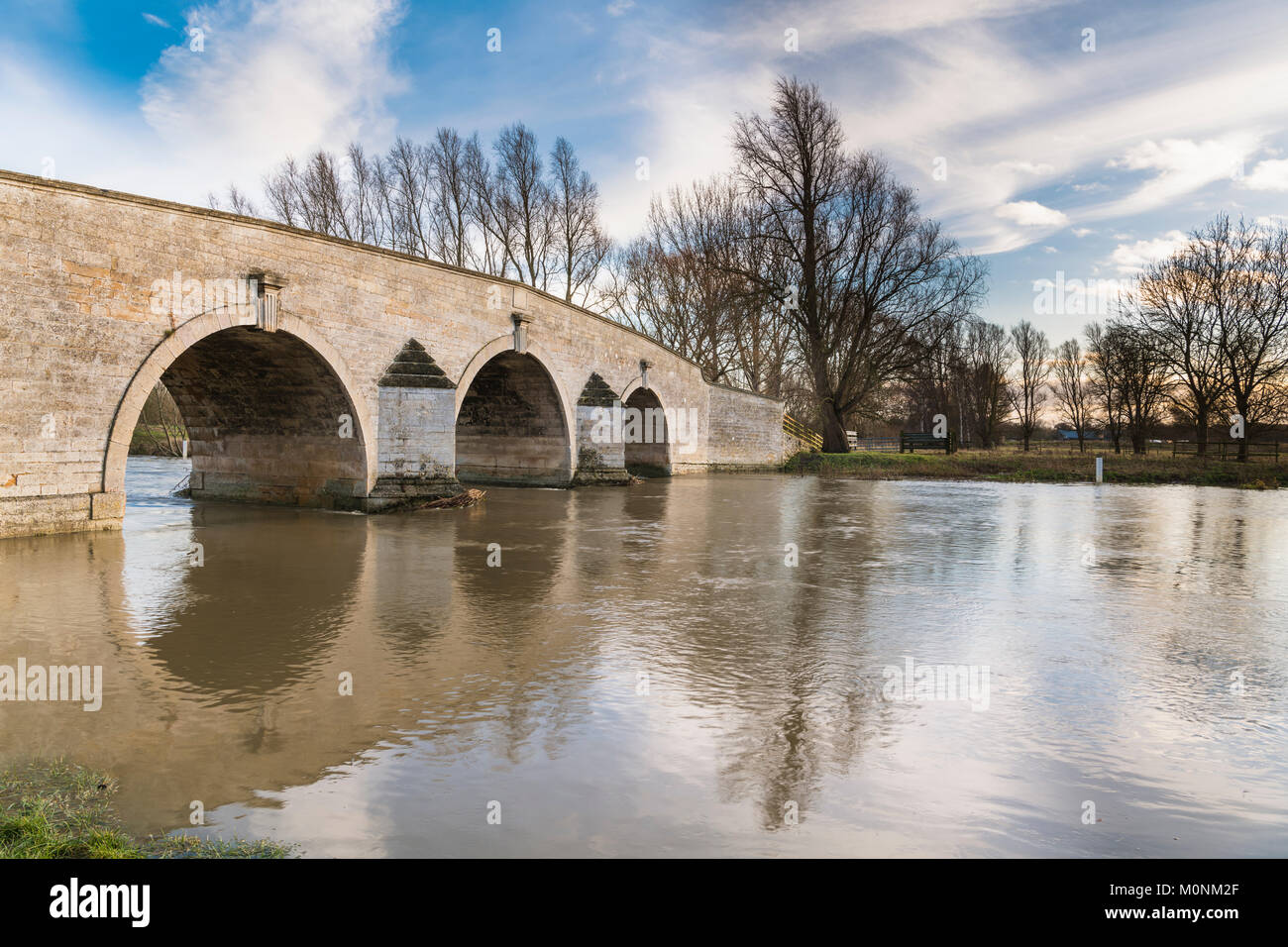 MIlton Ferry Bridge across the River Nene, on the verge of flooding ...