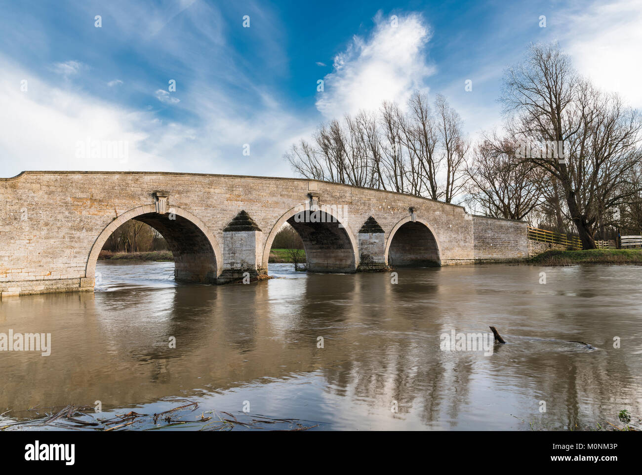 MIlton Ferry Bridge across the River Nene, on the verge of flooding ...