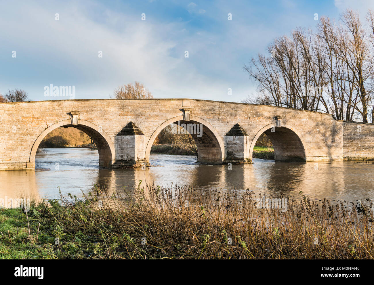 MIlton Ferry Bridge across the River Nene, on the verge of flooding ...