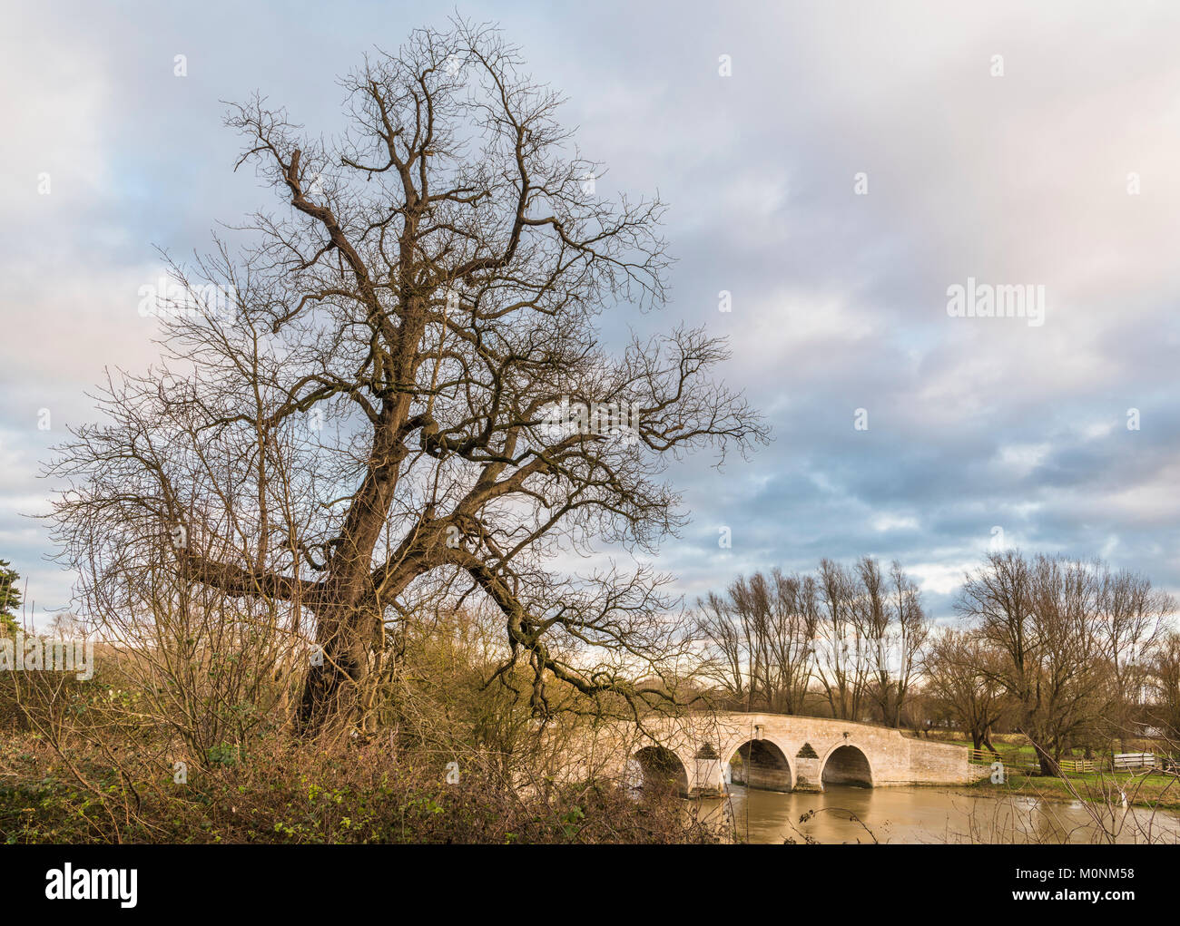 MIlton Ferry Bridge across the River Nene, on the verge of flooding ...