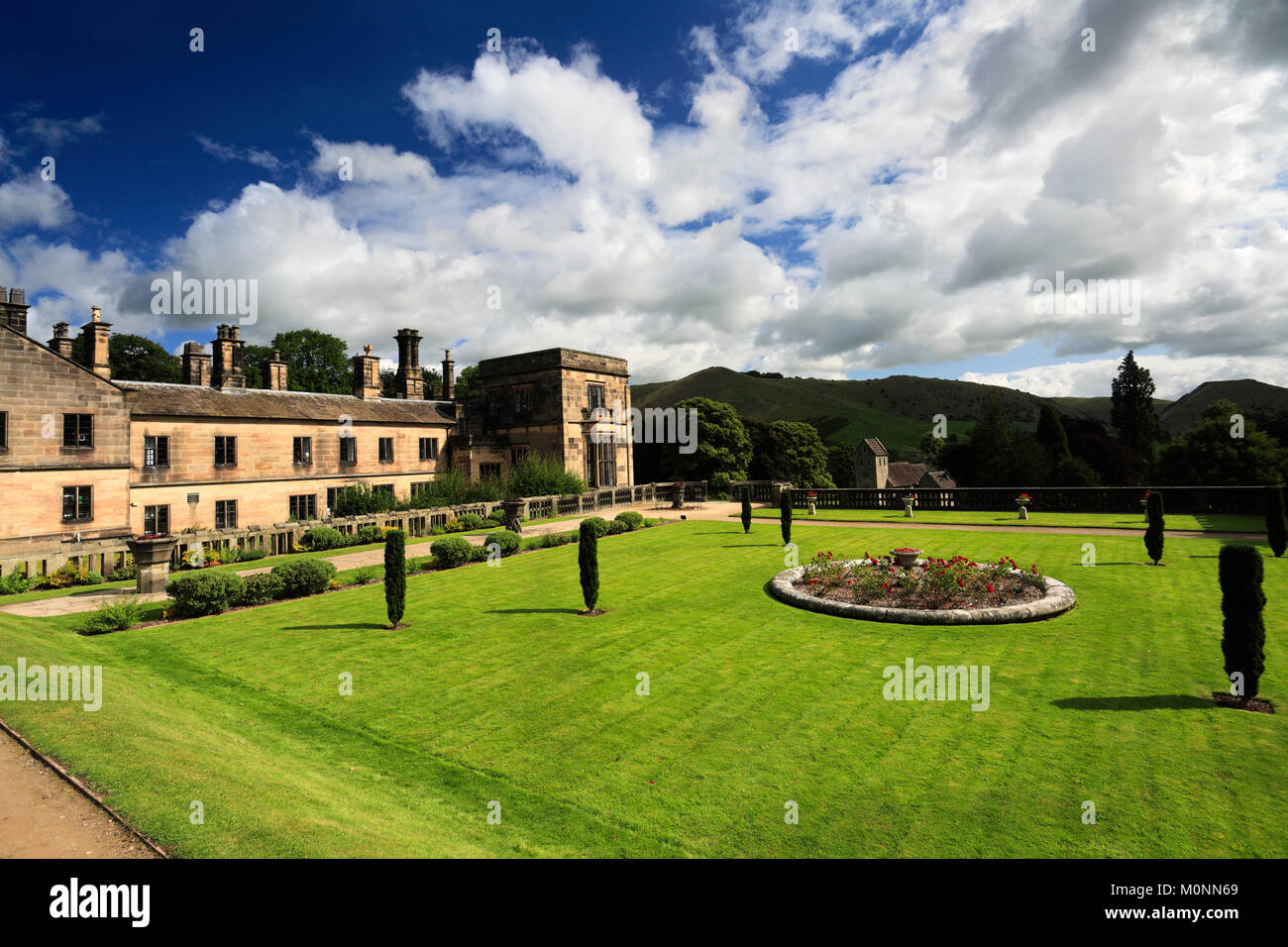 Summer, Ilam Hall in the village of Ilam, Staffordshire, England, UK ...