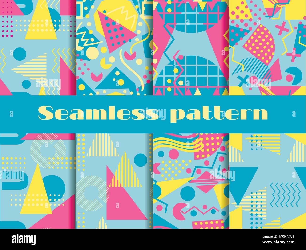 Memphis seamless pattern set. Geometric elements memphis in the style ... Memphis seamless pattern set. Geometric elements memphis in the style ...