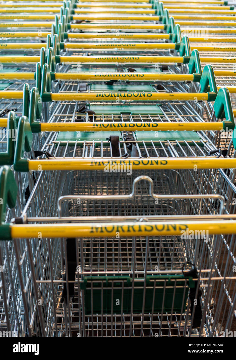 Shopping trollies outside Morrisons Hartlepool store ,England,UK Stock ...