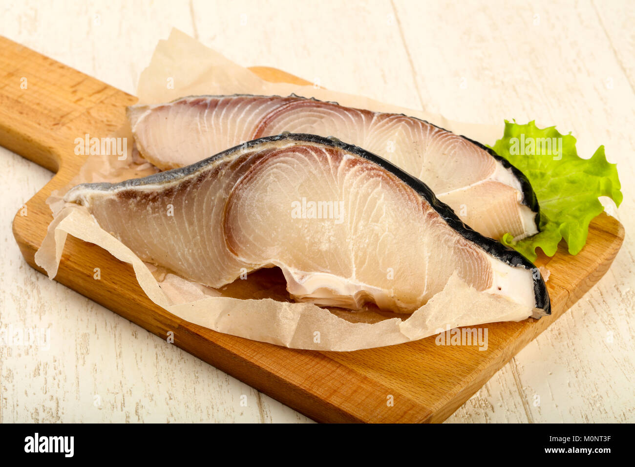 Raw juicy shark steak ready for grill Stock Photo - Alamy
