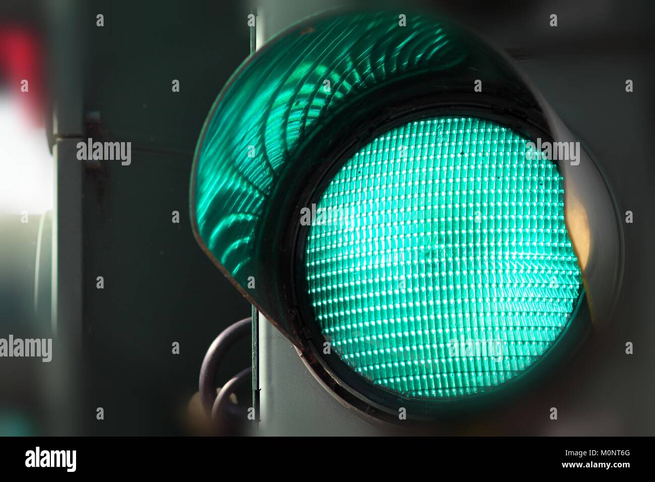 Close up view of green color on the traffic light Stock Photo - Alamy