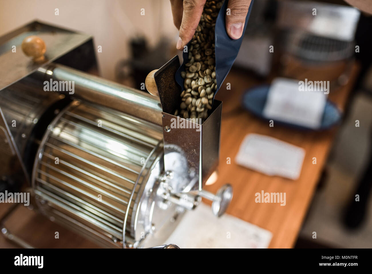 Coffee roasting, coffee toasting Stock Photo - Alamy
