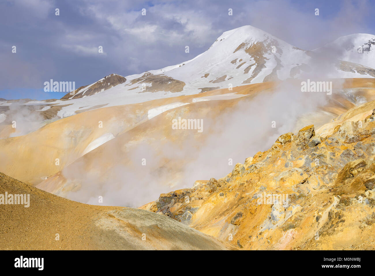 Mountain Fannborg and Snækollur,hot spring area Hveradalir ...