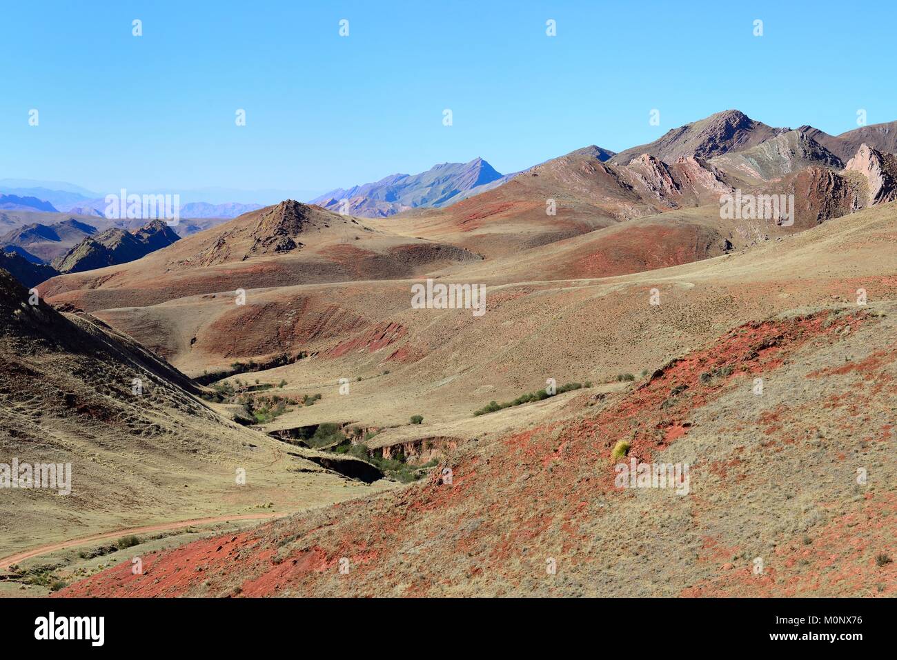 View into the barren valley valley Encantado,Los Cardones National Park ...