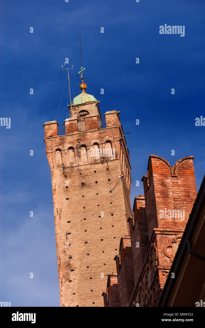 Medieval leaning Asinelli Tower, the tallest tower in Bologna and the ...