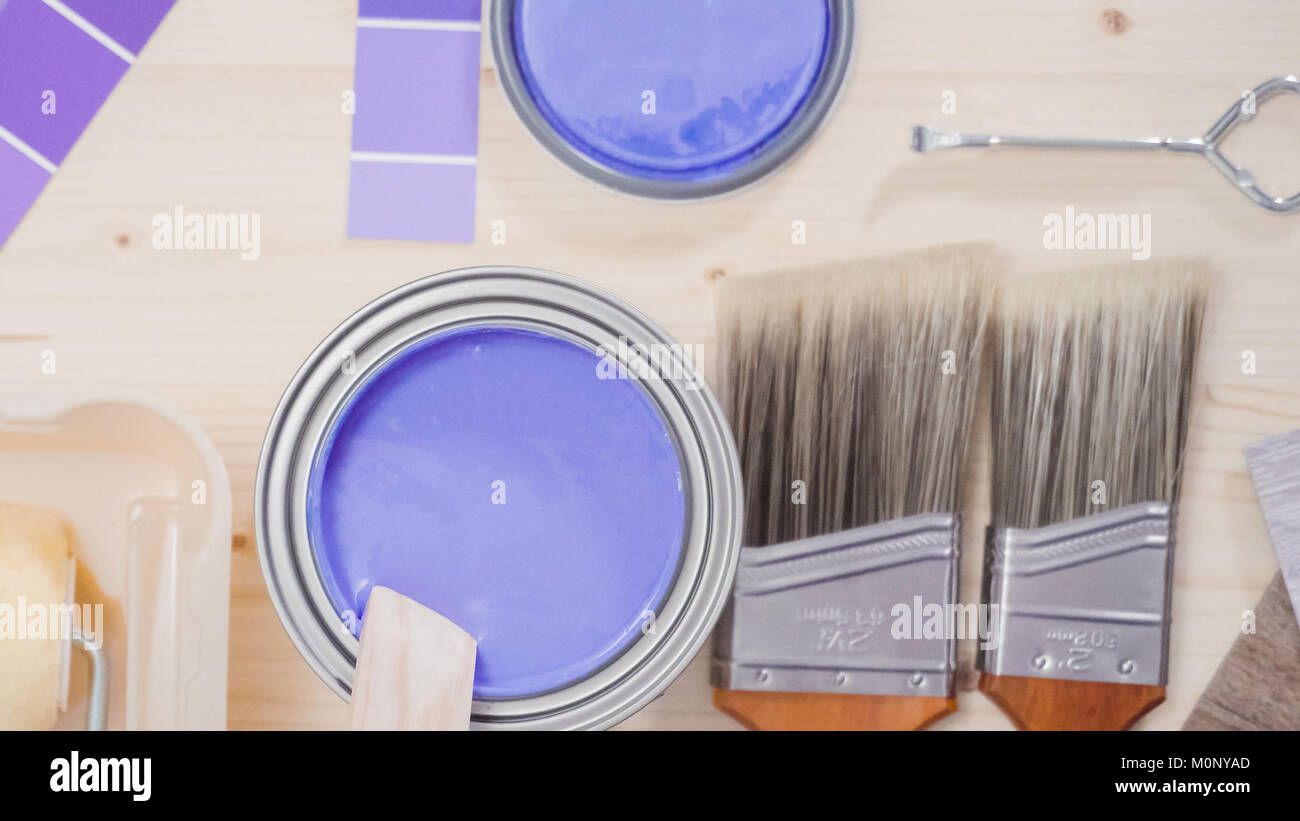 Mixing new purple paint hi-res stock photography and images - Alamy