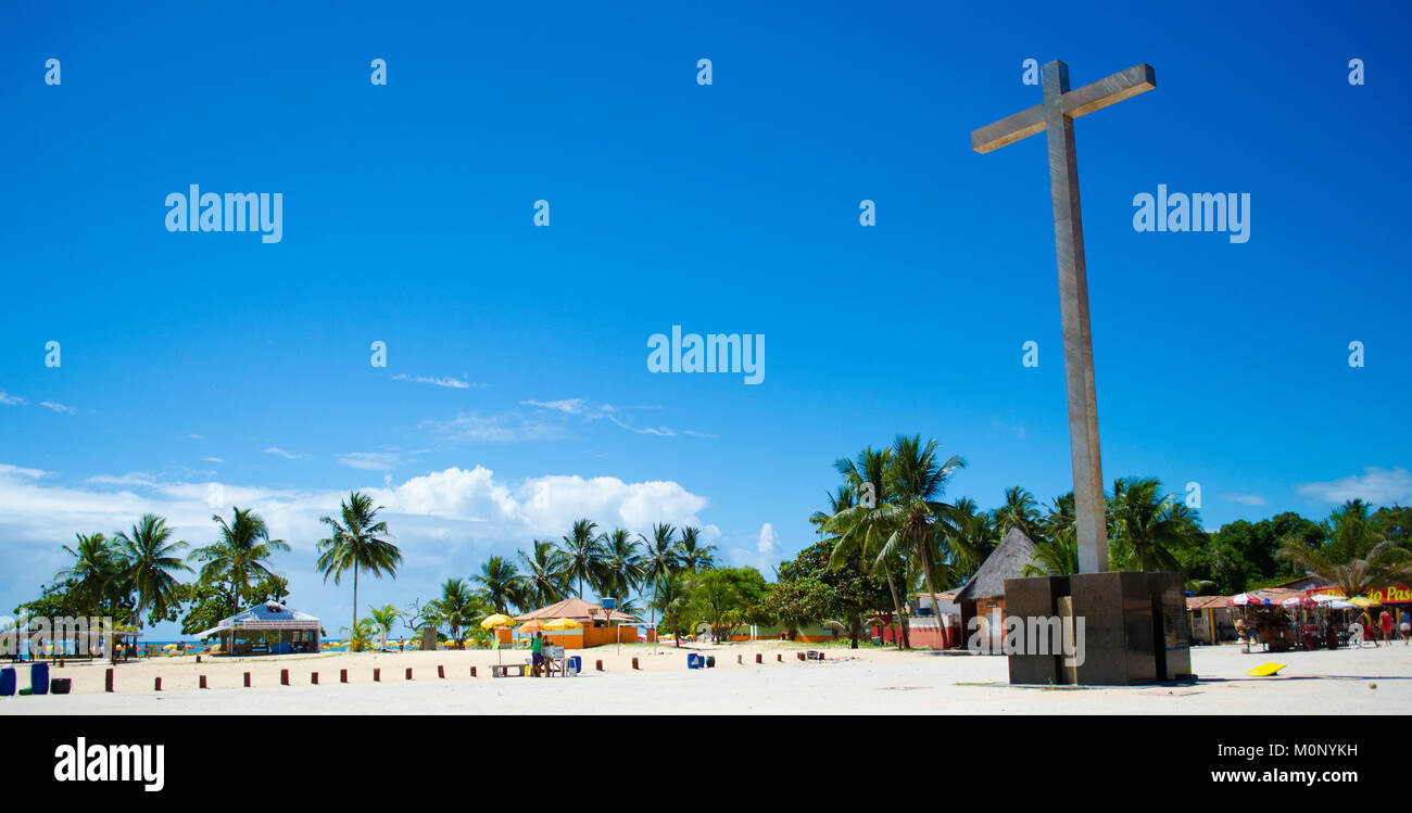 cross that marks the place where the first Mass took place in Porto ...