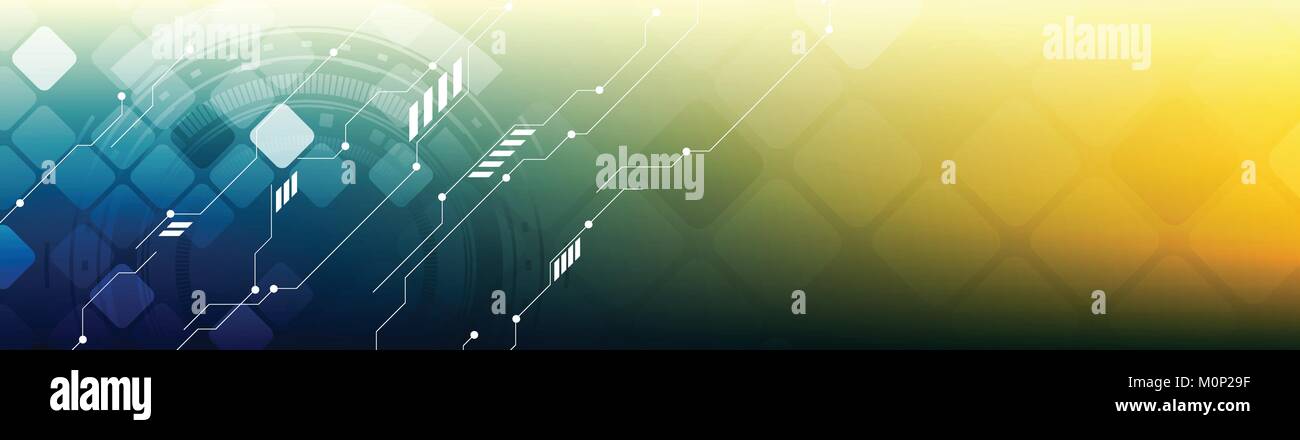Abstract technology concept web banner. Vector header template with ...