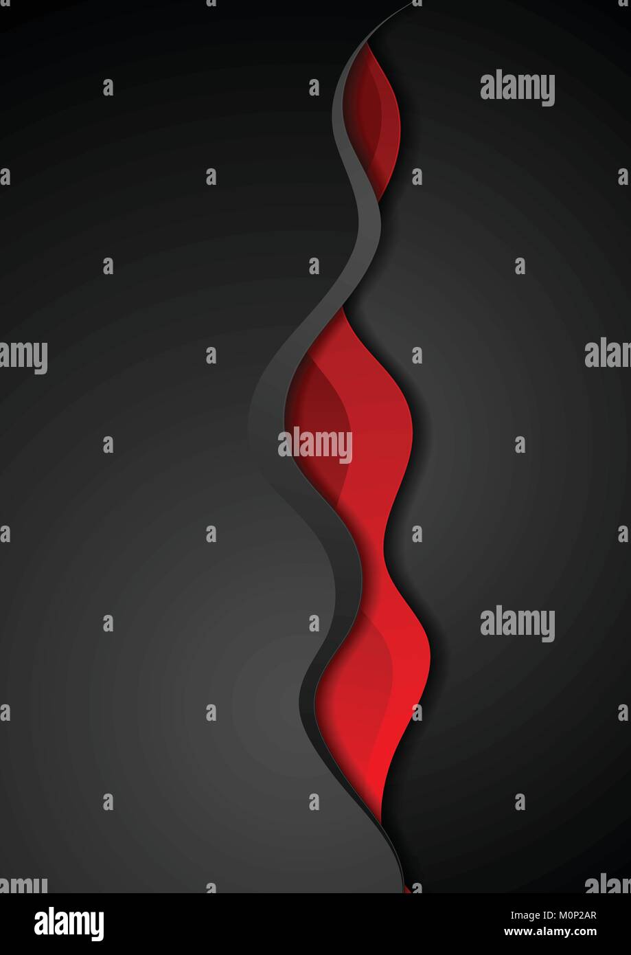 Black and red corporate wavy flyer design. Vector graphic background ...