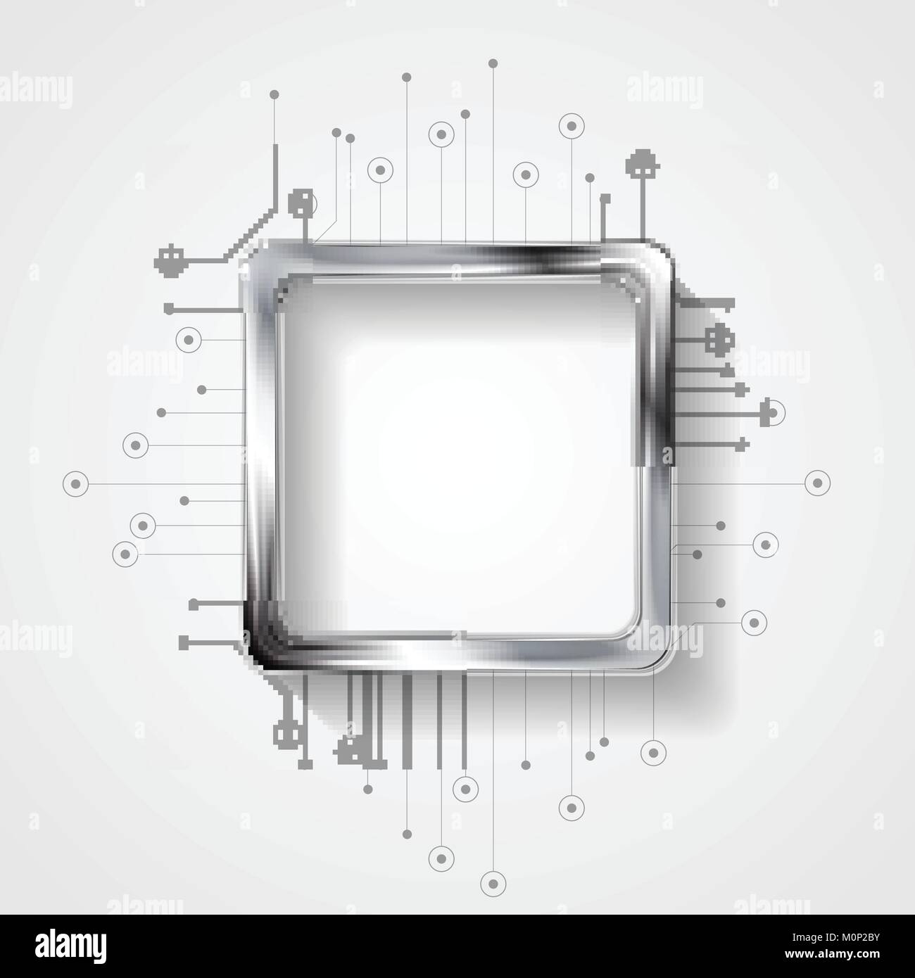 Abstract technology background with circuit board and silver square ...