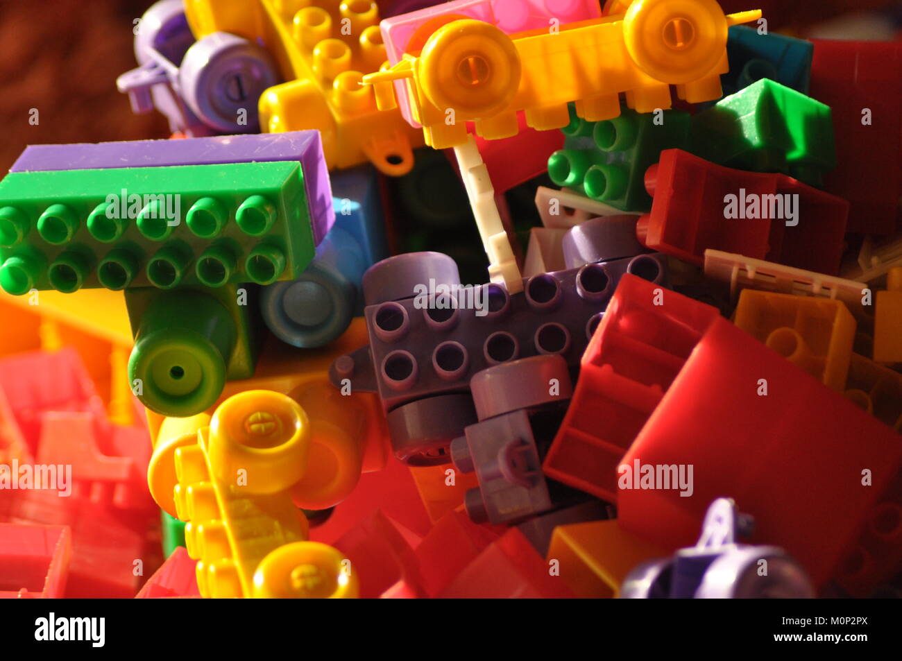 Plastic blocks. Toys for children. Building construction Stock Photo ...