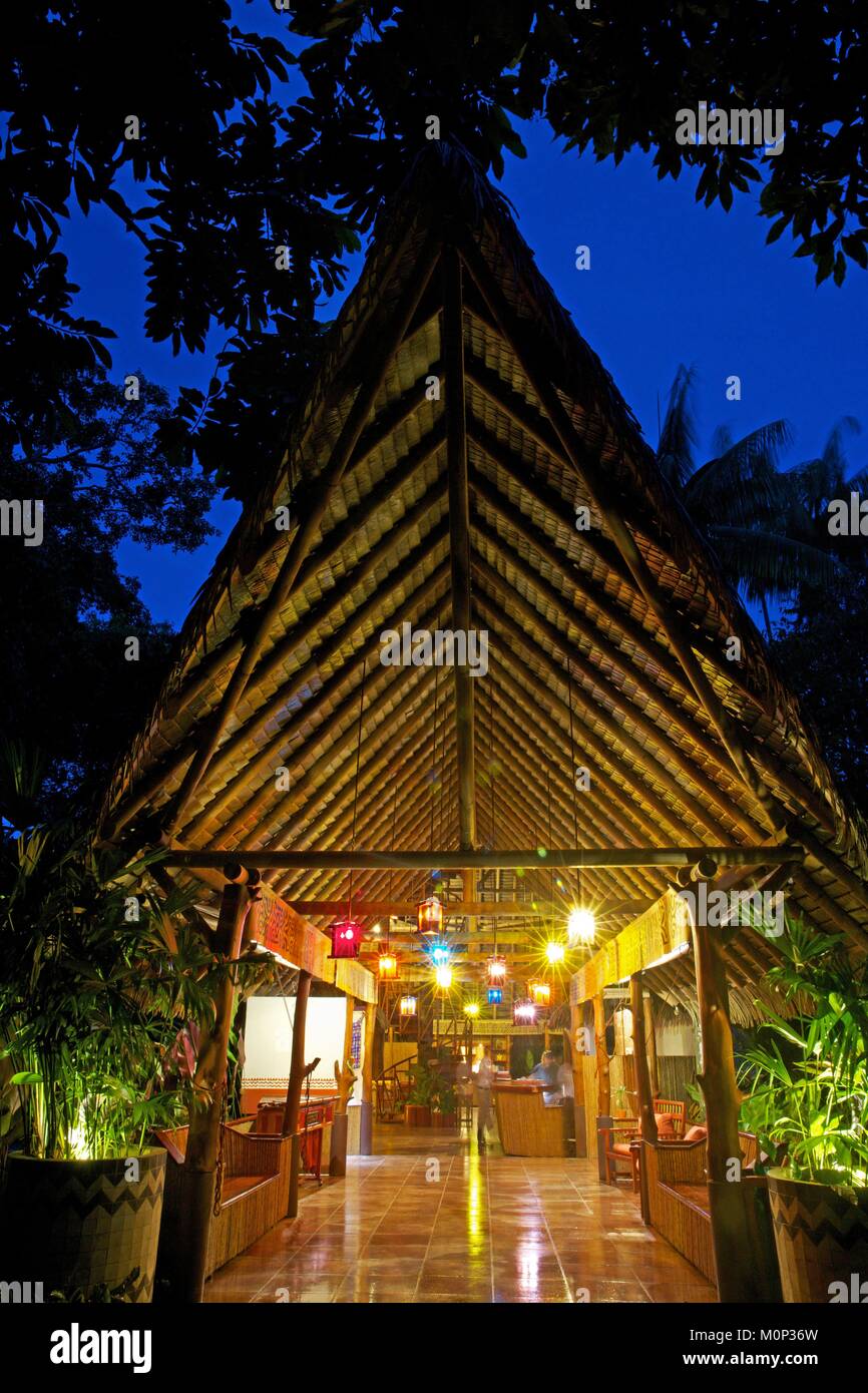 Costa Rica,Osa peninsula,monumental entrance of Lapa Rios ecolodge ...