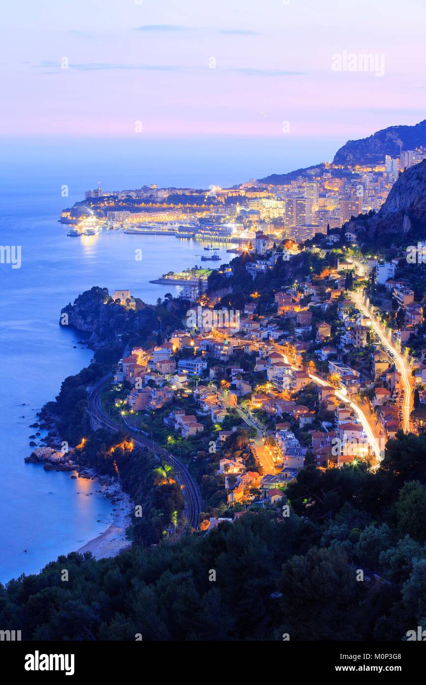 France,Alpes Maritimes,Roquebrune Cap Martin,Monaco in the background ...