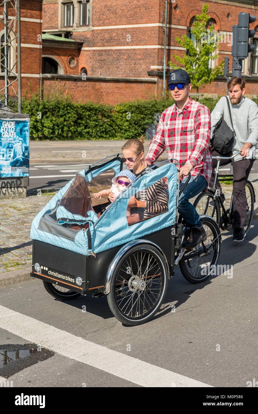 Denmark,Zealand,Copenhagen,bicycle with children's trolley Stock Photo ...