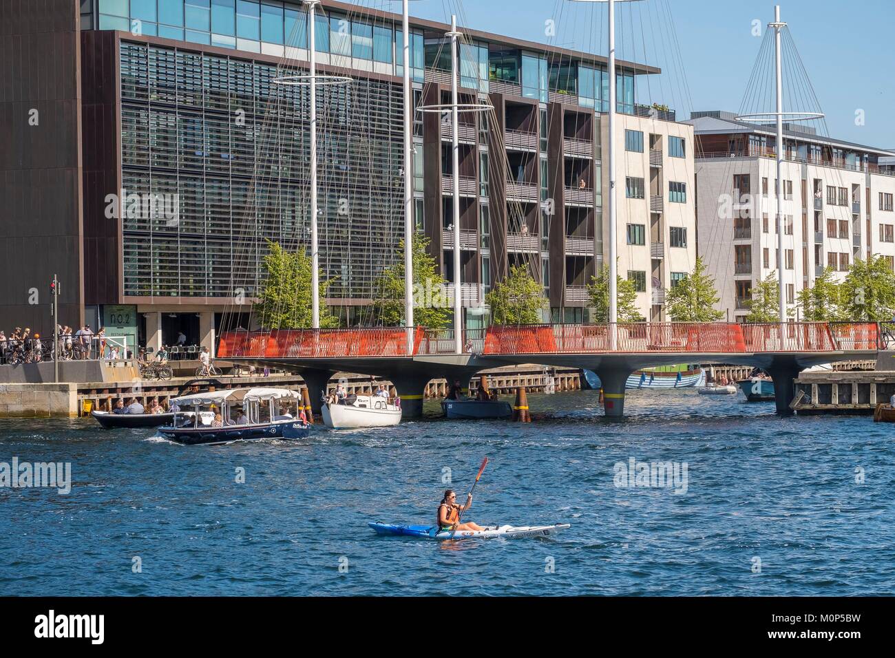Denmark,Zealand,Copenhagen,pivoting bridge,the Cirkelbroen (Circle ...