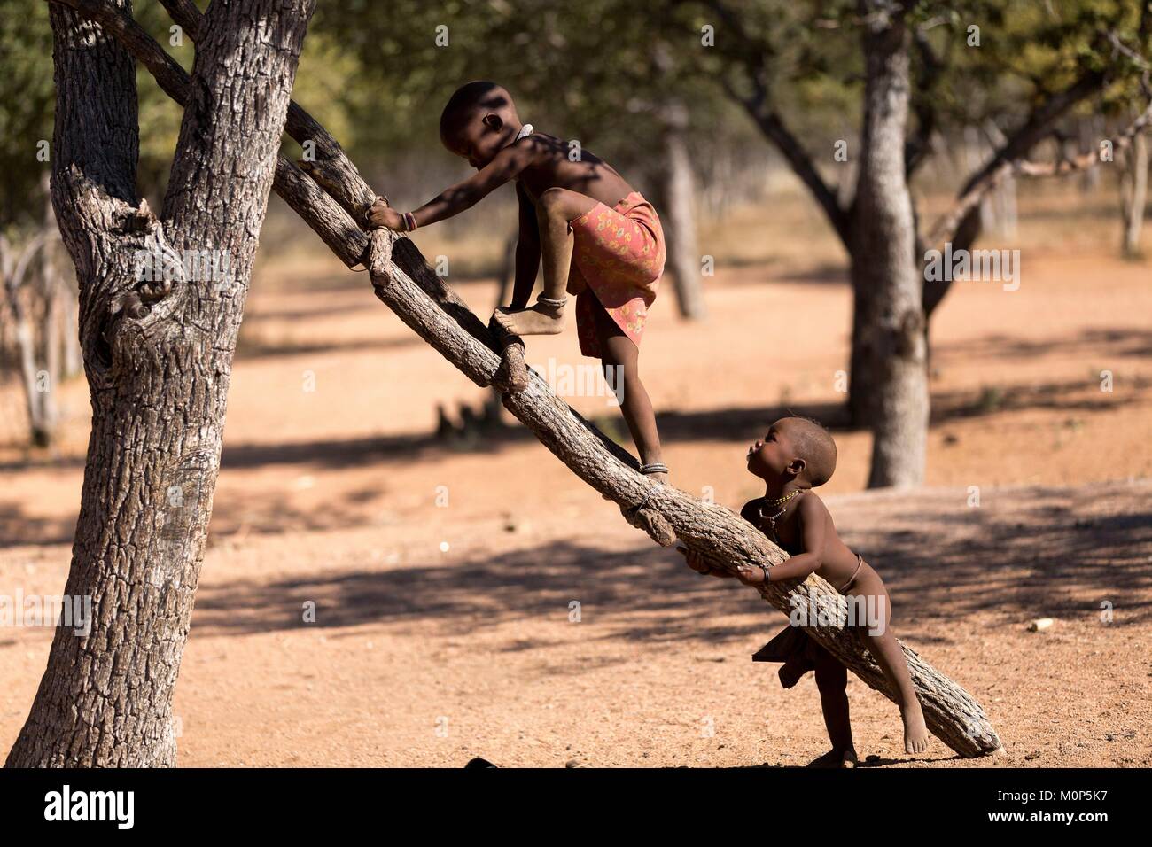 Namibia,Damaraland,Himbas playing games Stock Photo - Alamy