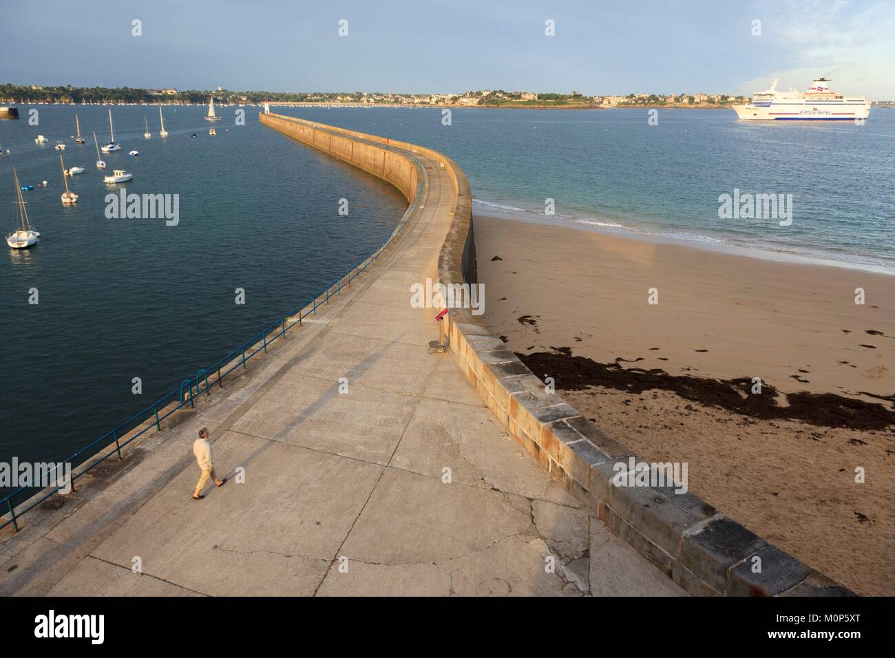France,Ille et Vilaine,Saint Malo,the dike Mole of the blacks,high ...