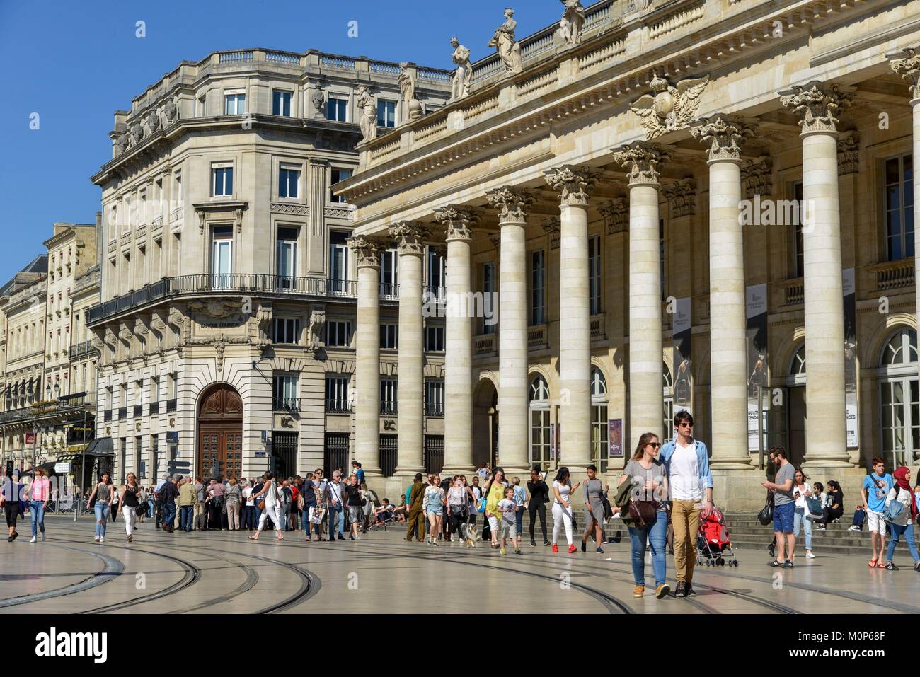 France,Gironde,Bordeaux,Place of the Comedie,National Opera of Bordeaux ...