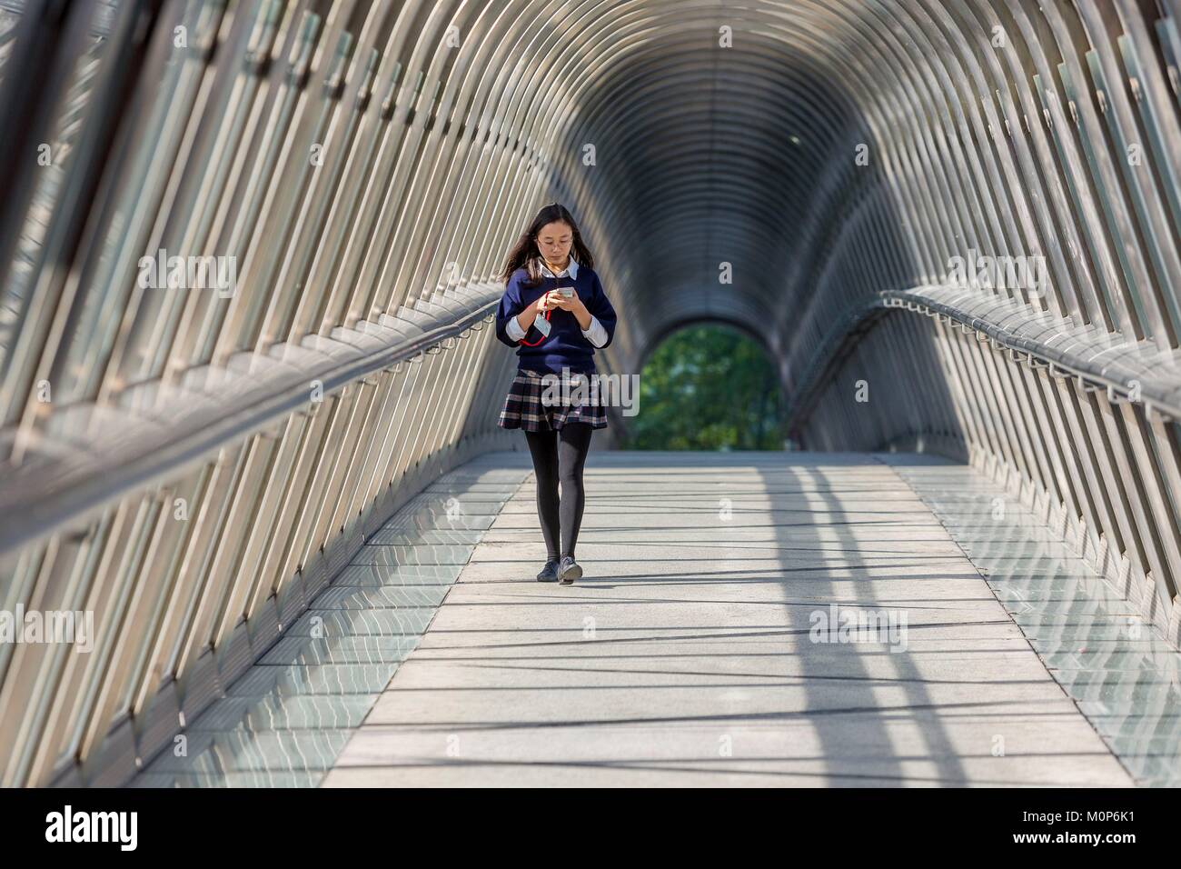 France,Hauts de Seine,La Defense,Japan Bridge by the Japanese architect ...