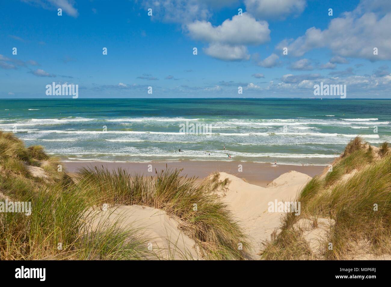 France,Pas de Calais,Wissant,the North Sea seen from the dunes Stock ...