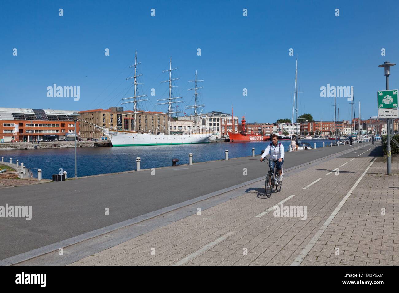France,Nord,Dunkirk,port Museum and Duchesse Anne ship in the basin of ...