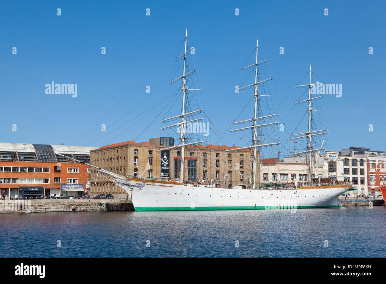 France,Nord,Dunkirk,port Museum and Duchesse Anne ship in the basin of ...