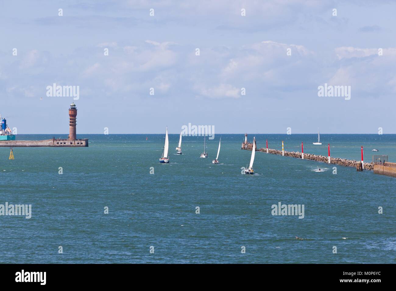 France,Nord,Dunkirk,East Pier of the port of Dunkirk and flagship Saint ...