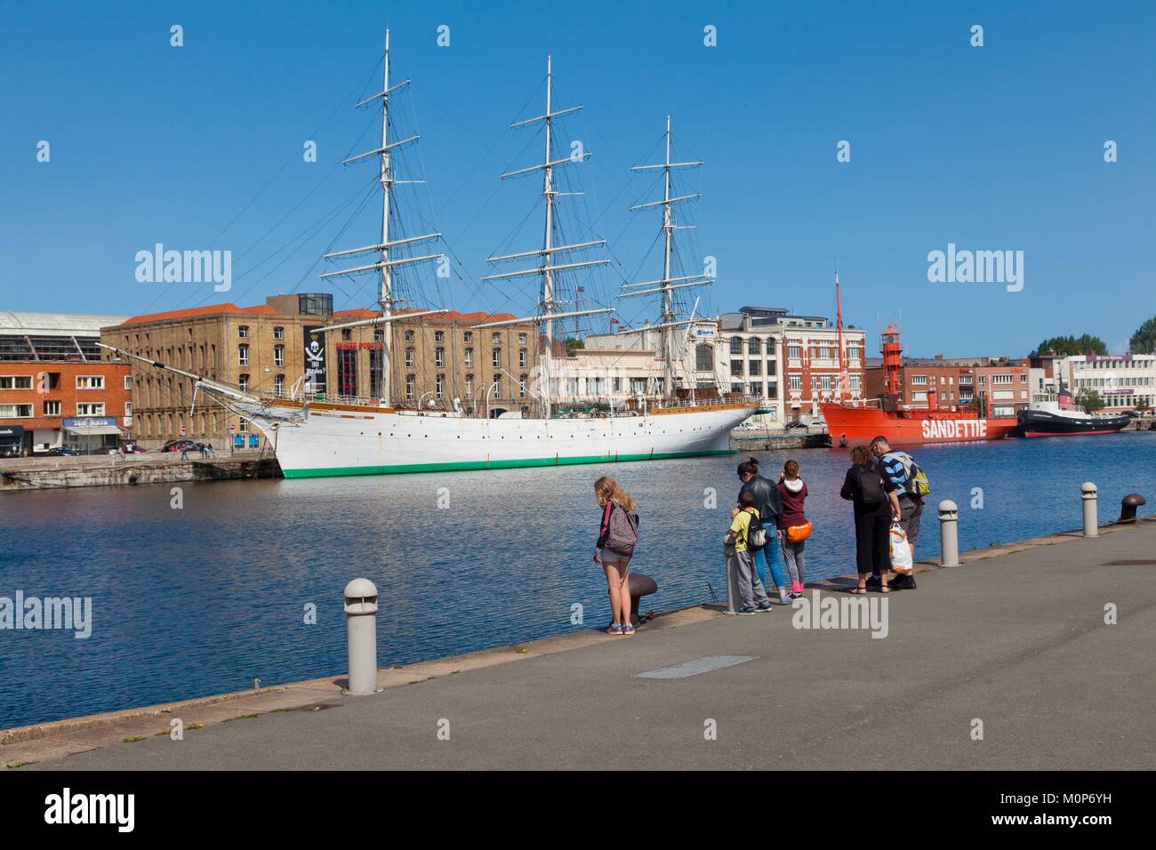 France,Nord,Dunkirk,port Museum and Duchesse Anne ship in the basin of ...