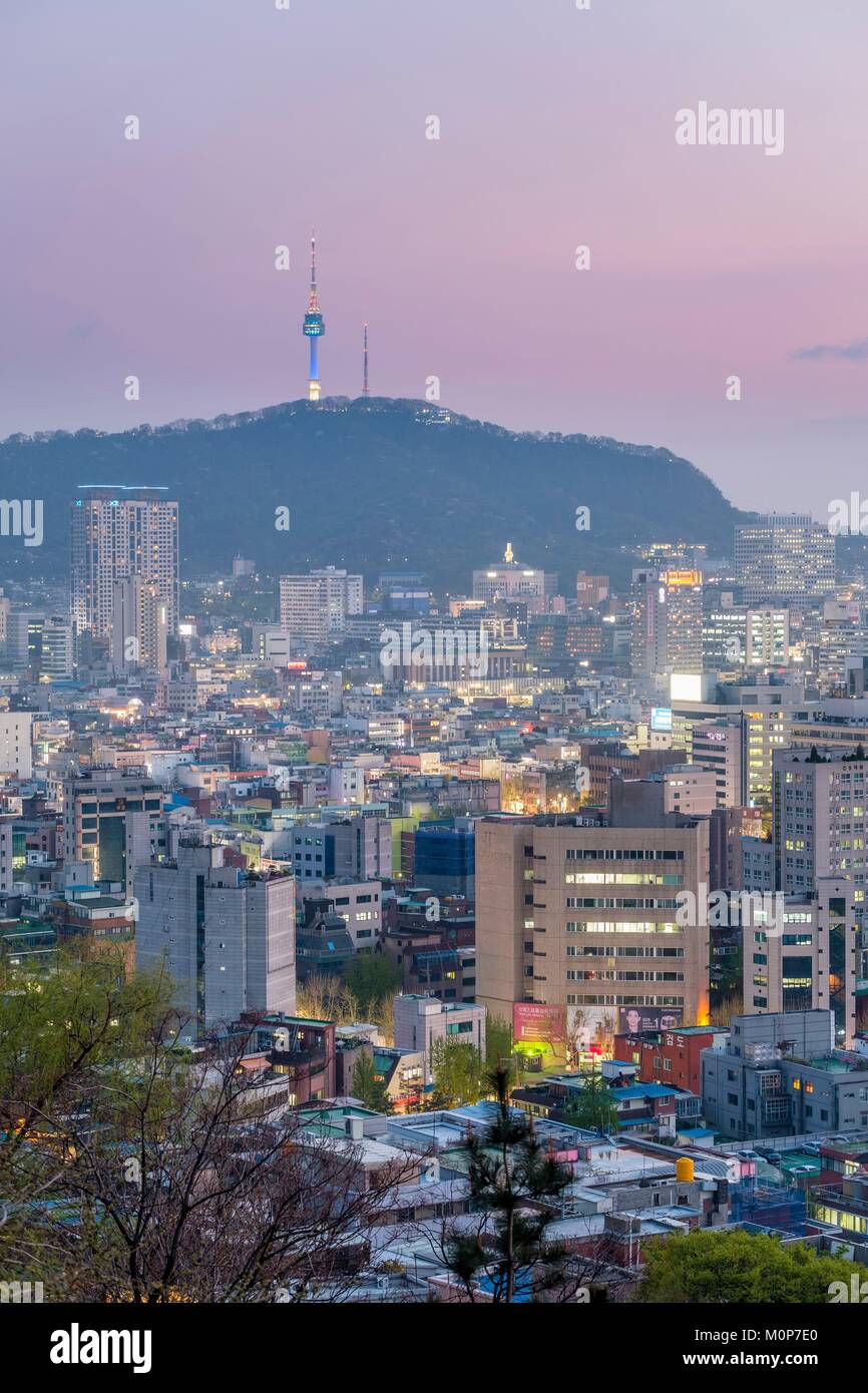 South Korea,Seoul,Jung-gu district,panorama over the city from Naksan ...