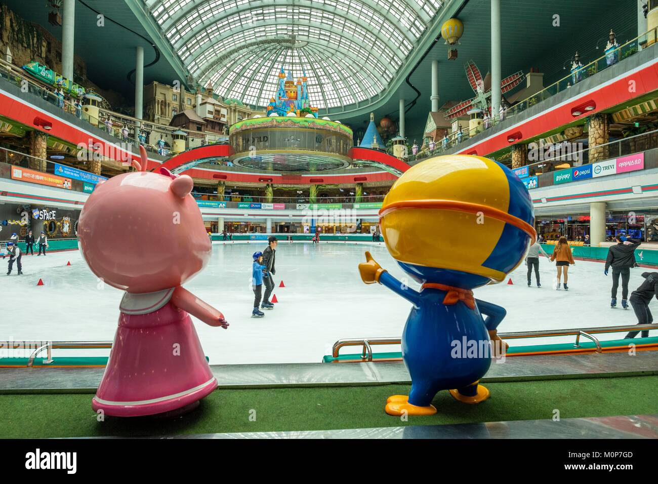 South Korea,Seoul,Songpa-gu district,Lotte World Mall,skating rink ...