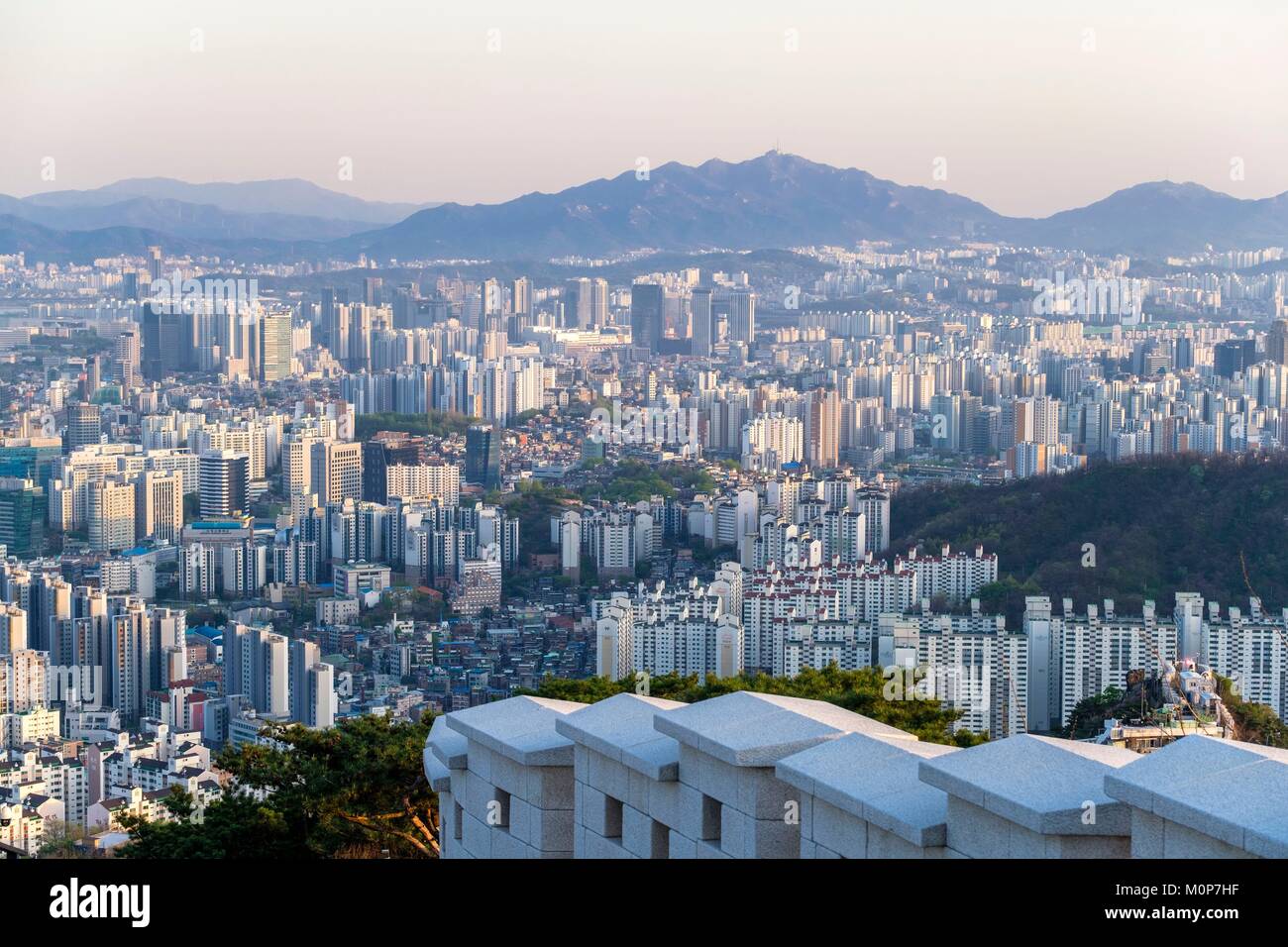 South Korea,Seoul,panorama over the city from Mount Inwang Stock Photo - Alamy