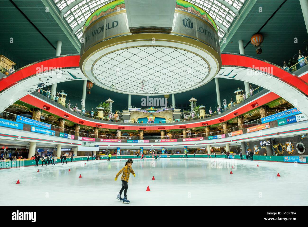 South Korea,Seoul,Songpa-gu district,Lotte World Mall,skating rink ...